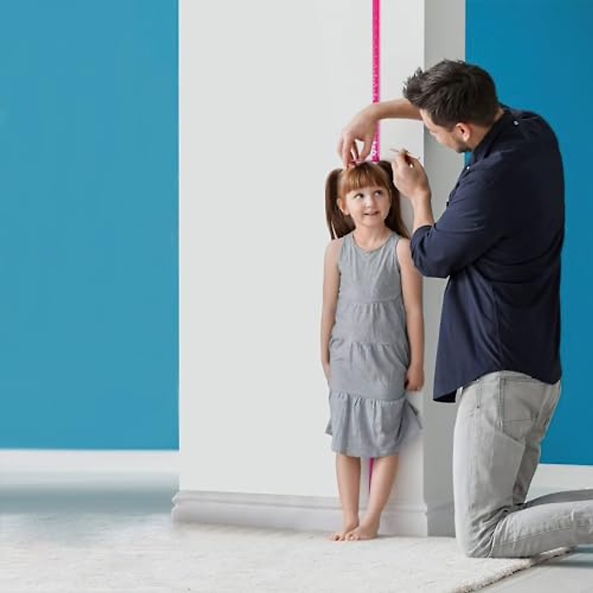 EASYXQ Growth Chart, Children Height Ruler Wall Decor, 3D Removable Growth Height Chart,Splicing Height Ruler Measurement for Kids and Nursery 79 inch (Rose red)