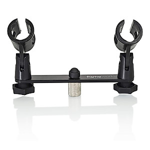 Gator Frameworks 1-to-2 Mic Mount Bar with Standard 5/8-Inch Thread Suitable for Most Microphone Stands Boom Arms (GFWMIC1TO2)