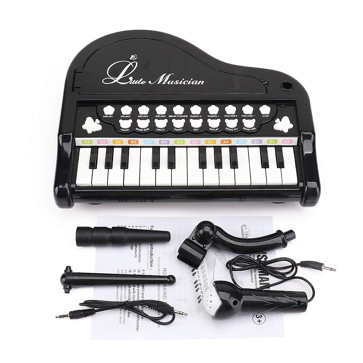 Piano Toy Keyboard for Baby & Toddlers Birthday Gift Toy for 1 2 3 4 Year Old Kids Toy Piano 24 Keys, Black