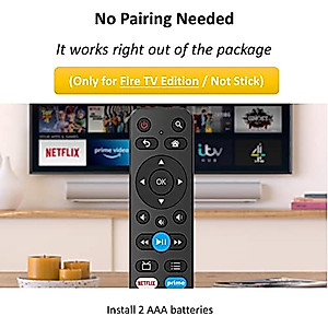Primote Remote for Insignia Fire/Smart TV for Toshiba Fire TV - TV/Soundbar Volume Control -Support Learning IR Devices [No Voice Search, NOT for Fire Stick]