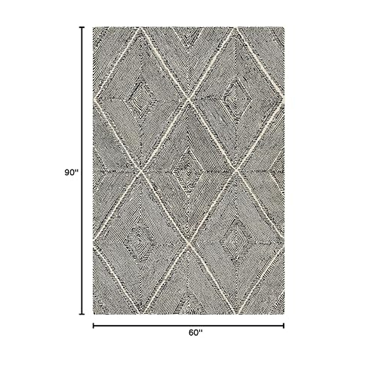 Mark&Day Wool Rugs, 5x7 Rugdijk Global Black Area Rug, Black Beige Carpet for Living Room, Bedroom or Kitchen (5' x 7'6")