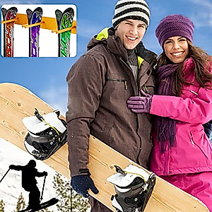 2 Pcs Timber Wall Mounted Ski Rack for Garage Wall Wood Ski Wall Mount Wooden Snowboard Rack Wall Mount Vertical Ski Holder Indoor Ski Storage Racks for 8 Pairs of Skis Home Garage Hanging System
