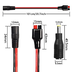 PNGKNYOCN Solar Panel Connector to DC 5.5x2.1mm Female Power Cord 14 AWG Wire with DC 8mm Adapter for Portable Generator (1M/3FT)