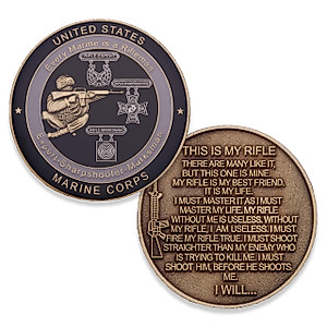 Marine Corps Rifleman Creed Challenge Coin - USMC Military Coin - Officially Licenced Product Designed By Marines FOR Marines. USMC Challenge Coin