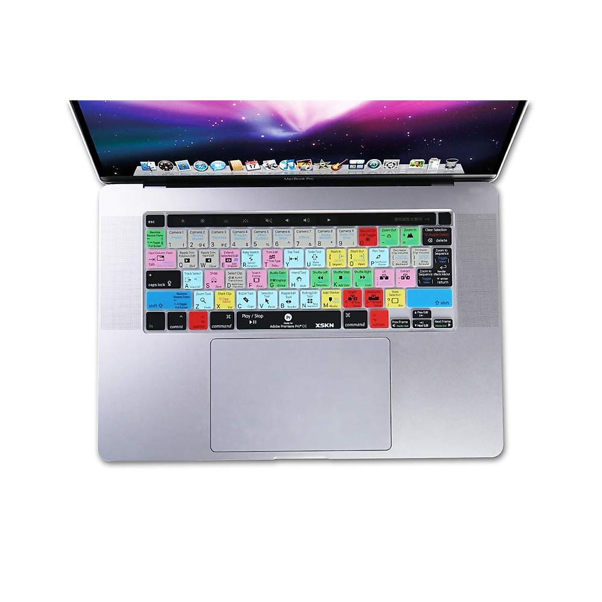 XSKN Premiere Pro Shortcuts Silicone Keyboard Cover Skin for 2019 2020 MacBook Pro 16.2 13.3 inch with Touch Bar and Touch ID A2141 A2251 A2289 A2338 M1 US&EU Version
