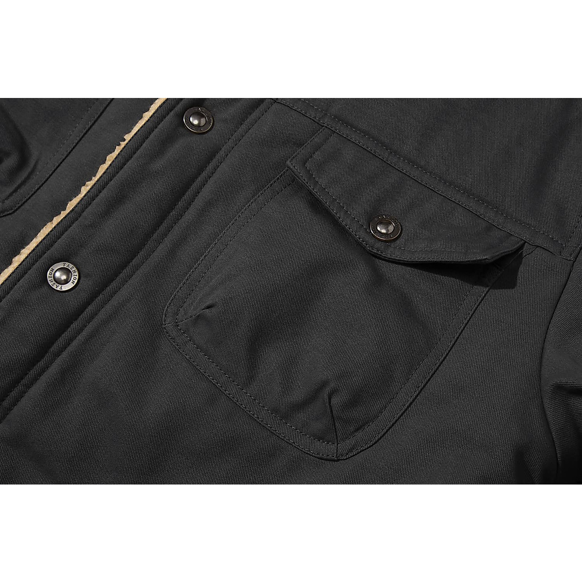 CRYSULLY Men's Winter Thicken Coat Button Cargo Jacket Windbreaker Coat Dark Grey