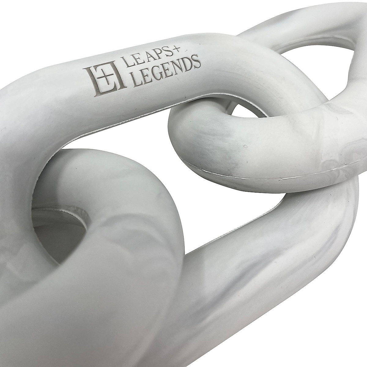 Tug of War Dog Chew Toy - Natural Rubber Heavy Duty Marble Links - Neutral Aesthetically Pleasing Puppy Chew Toys for Small, Medium or Large Dogs (White & Gray Marble)