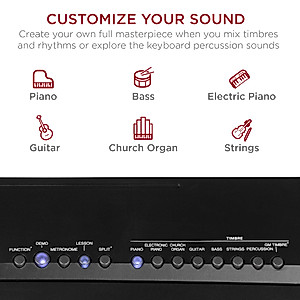 Best Choice Products 88-Key Full Size Digital Piano Electronic Keyboard Set for All Experience Levels w/Semi-Weighted Keys, Stand, Sustain Pedal, Built-In Speakers, 6 Voice Settings - Black