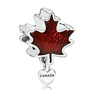 Pukido Canada Flag Charm Beads 100% Real 925 Sterling Silver Maple Leaf Charm Beads Fit Original Bracelet DIY Jewelry 2018