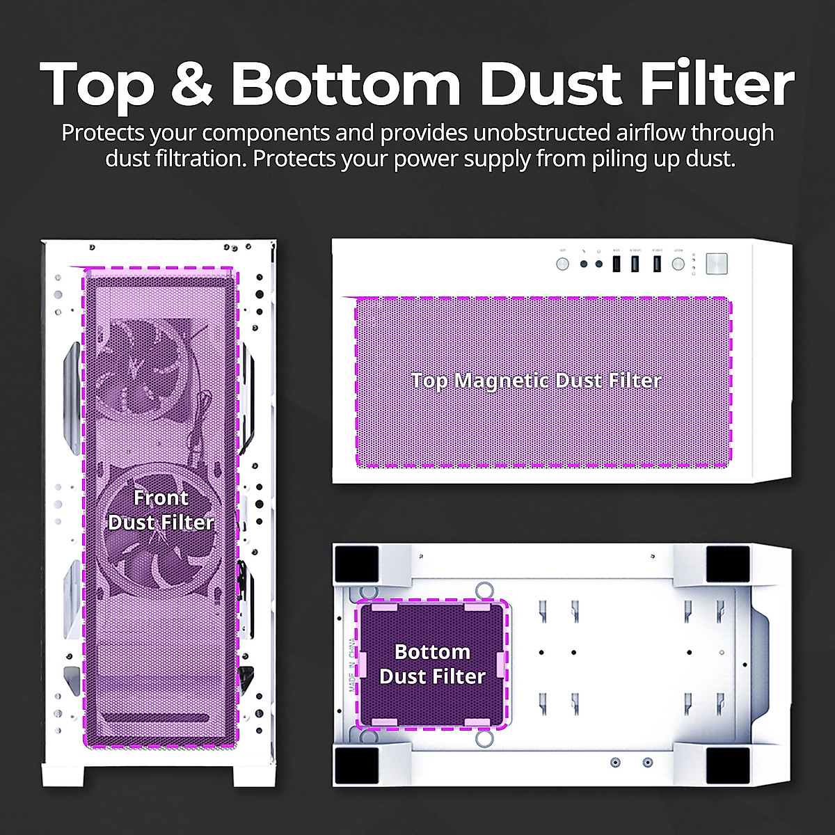 Zalman Z3 Iceberg ATX Mid Tower Gaming PC Case - 2 x 120mm ARGB Fans Preinstalled - Tempered Glass Side Panel - Support E-ATX, 2 x USB 3.0, White