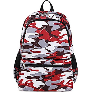 DSIUE Backpacks for Boys School Bags for Kids Elementary Bookbag and Lunch Box Set Camo Red