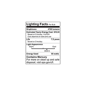 LimoStudio [1 Pack] 85W 6500K E26 CFL, Compact Fluorescent Light Bulb for Photo Studio, Pure White Day Lighting, AGG879