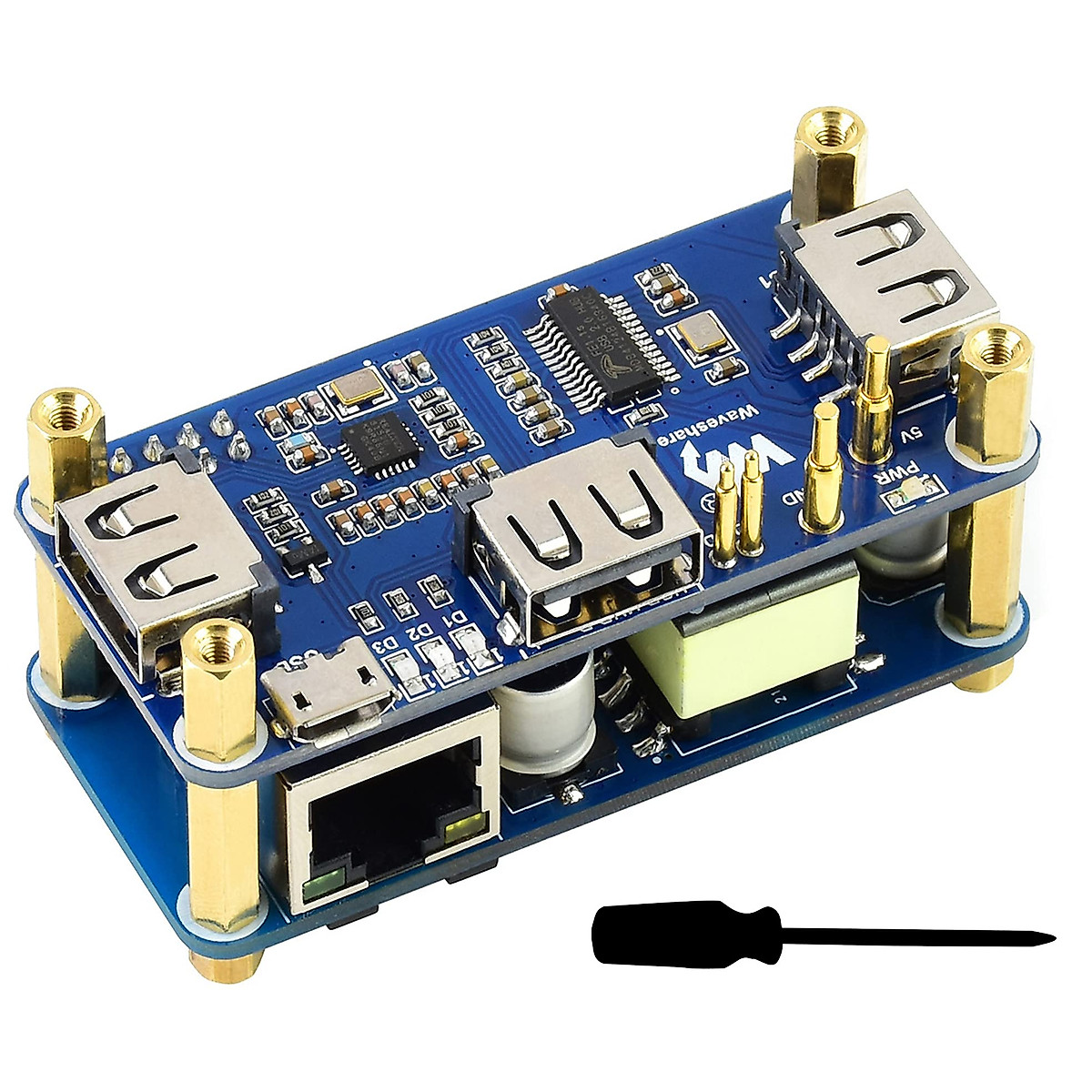 Bicool Power Over Ethernet (PoE) Ethernet/USB HUB HAT for Raspberry Pi Zero/Zero W/Zero WH, 3X USB 2.0 Ports, RJ45 Ethernet Port 802.3af-Compliant