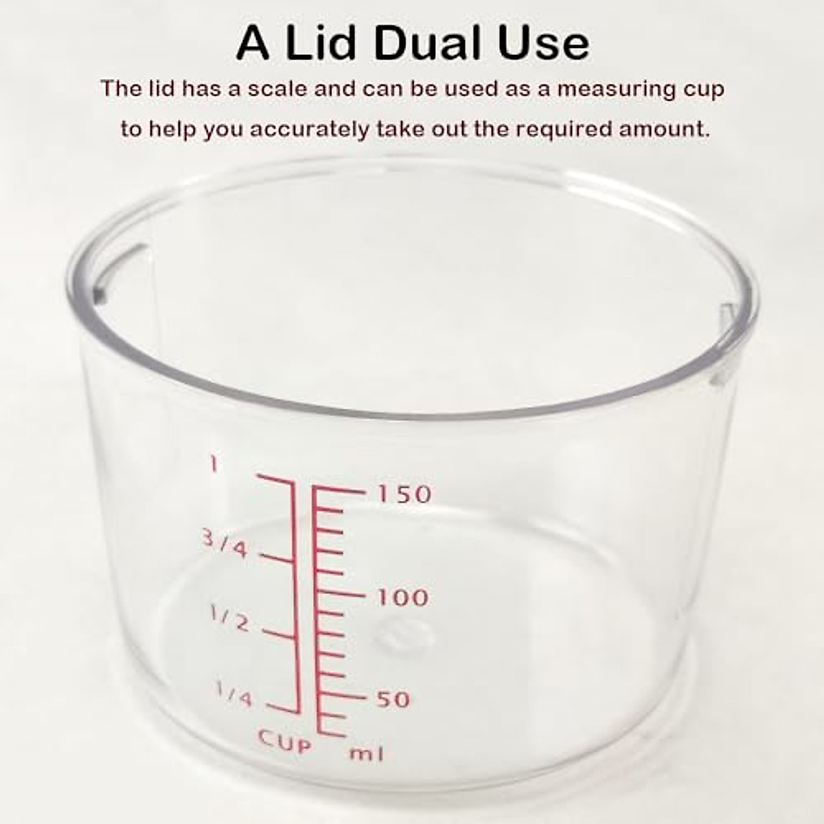 Food Storage Container, Kitchen Storage Box, Plastic Sealed Kitchen Storage Container, Transparent Food Storage Box, Kitchen Grain Container, with Measuring Cup (0.6Gal,1 Pcs)