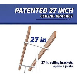 SafeRacks 2x6 Adjustable Overhead Garage Storage Rack, Heavy-Duty Steel Overhead Storage Rack with 300 lb Weight Capacity, Height Adjustable Garage Storage Organization System, White (24"-45")