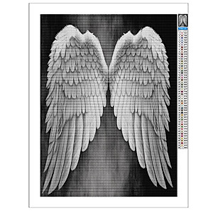 Treff Angel Wings 5D Beginner Diamond Art Set, DIY Painting Home Wall Decoration Jewel Art Gift, 12x16 inches