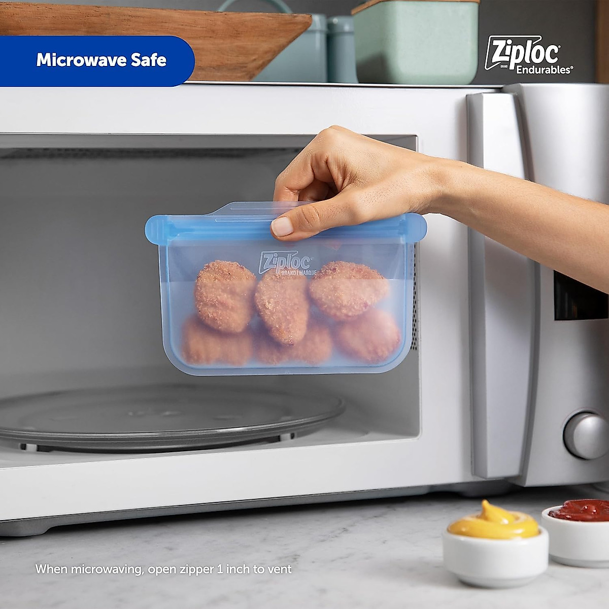 Ziploc Endurables Small Pouch, 1 Cup, Reusable Silicone Bags and Food Storage Meal Prep Containers for Freezer, Oven, and Microwave, Dishwasher Safe