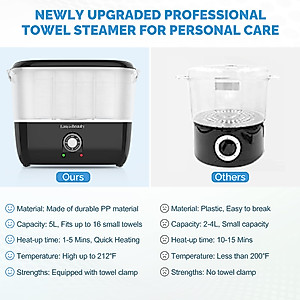 EasyinBeauty Hot Towel Warmer for Facials, Holds 16 Small Towels, 5L Portable Towel Steamer with Quickly Heating in 1-5 Mins, Auto Off Timer Foldable Towel Warmers for Spa, Barber, Manicures, Massage