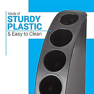 AdirOffice Smart Quarter Bookends & Office Desk Organizer - Heavy Duty Plastic w Non Skid Bottom - Includes Storage Wells to Keep Your Pens/Pencils in Place for Office/School/Library (Black and White)