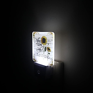 Sunflower Plug in Nightlights with Light Sensor Rustic Automatic Dusk to Dawn Sunshine Night-Lights Unique Custom Led Home Night Light for Dark Spaces Kids Room Nursery Playroom Toilet Bathroom Décor