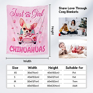 UNIKITTY Chihuahua Blanket Gifts, Chihuahua Throw Blanket for Dog Lovers, 50"x60" Pink Blanket for Girls Dog Print Gifts, Kids Blankets for Bed Couch, Fleece Throw Blanket Girls Room Decor