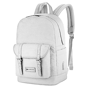 Nordace Comino Classic College School Backpack for Men & Women with USB Charging Port, Water Resistant - 15.6 Inch Laptop Backpack for Everyday, Travel College, Work, School (Gray)