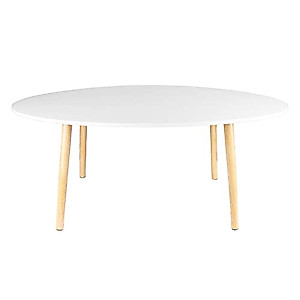 MyHarney Oval Coffee Table Midcentury Modern Coffee Table Wood Coffee Table Modern Coffee Table for Living Room, Small Modern Furniture for Home, 39.3" D x 19.6" W x 16.5" H