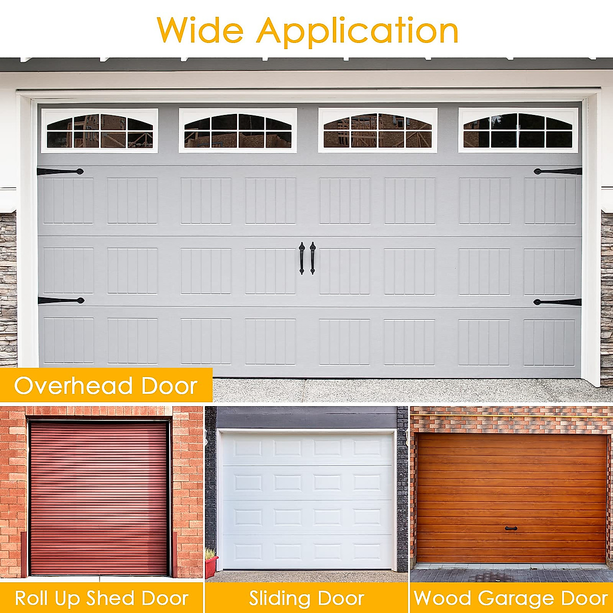 Garage Door Side Lock Latch - Security Slide Door Locks Hardware Kit Heavy Duty Inside Safety Door Replacement Deadlock Guard for Overhead Roll Up Shed Garage Doors, Add Extra Interior Secondary Lock