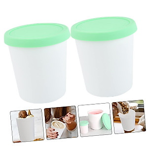 LABRIMP Multifunctional Ice Cream Buckets Reusable Yogurt Bowls Silicone Dessert Cups Storage for Kitchen