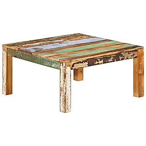 QJBSAVVA Coffee Table 31.5"x31.5"x15.7" Solid Reclaimed Wood,Wood Center Table Low Table TV Stand Sofa Table Suitable for Meeting Rooms, Reception Rooms, Offices
