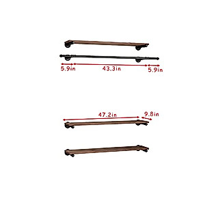 HOMEKAYT Industrial Pipe Clothing Rack Wall Mounted Garment Rack with Wooden Shelves Set of 3 Office Bedroom Living Room-SOLID WOOD