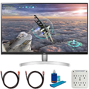 LG 32UN500-W 32 inch UHD 3840x2160 Ultrafine Monitor with HDR10 AMD FreeSync Bundle with 2X 6FT Universal 4K HDMI 2.0 Cable, Universal Screen Cleaner and 6-Outlet Surge Adapter