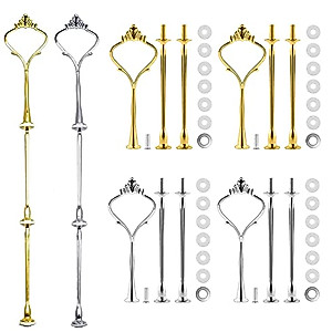 6 Sets Cake Tray Stand Handle, BetterJonny 3 Tier Cake Stand Fittings Hardware Holder for Wedding and Party Making Resin Cupcake Dessert Platter Stand