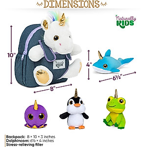 Naturally KIDS Unicorn Stuffed Animal Backpack, Unicorn Toys for Girls, Toddler Girls Backpack