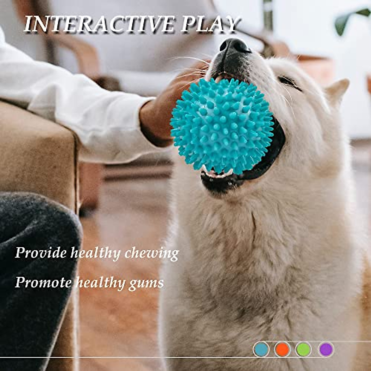 Ousiya 4.5”Dog Balls Squeaky Dogs Toys for Medium Large Dog Toys for Aggressive Chewers Spiky Ball Big Outdoor Chew Dogs Toys