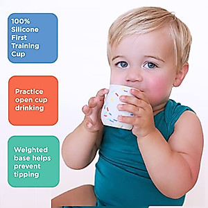 Nuby Silicone Confetti/Sprinkles First Open Training Cup for Baby - 2oz, 6+ Months