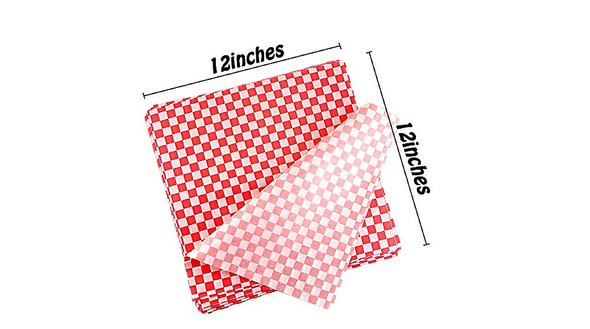 Hslife Red & White Checkered Deli Paper - 100 Sheets