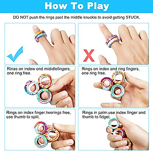 Pushmick 9 Pcs Finger Magnetic Rings Fidget Toys, Colorful Magnet Rings, Great Fidget Rings for Training Relieves Reducer Autism Anxiety.