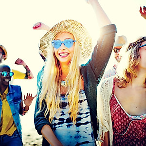 Maxdot 5 Pieces Heart Shaped Rimless Sunglasses Tinted Heart Glasses Eyewear for Wedding Party Women(Blue)