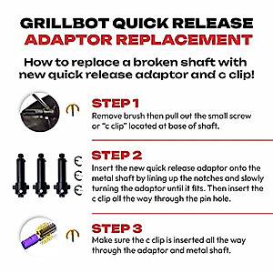 Grillbot Brushes Quick Release Shafts and Claw Pins, Automatic BBQ Grill Cleaning Robot, Robotic Grill Cleaner Accessories Parts…
