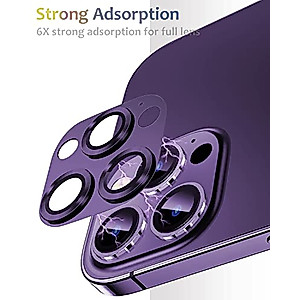 Tamoria Metal Camera Lens Protector Compatible for iPhone 14 Pro Max Tempered Glass Camera Cover Support LIDAR Scanner, Anti-Explosion for iPhone 14 Pro 6.1"/ iPhone 14 Pro Max Purple