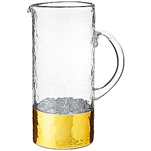 Mud Pie GOLD HAMMERED GLASS PITCHER, 51 oz