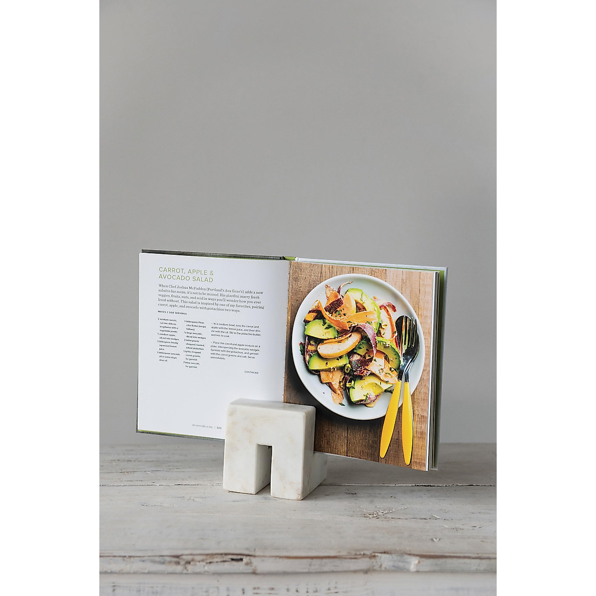 Creative Co-Op Contemporary Marble Cookbook Stand Décor, White