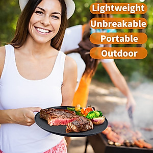 MISS BIG Dinner Plates, 10 inches Plastic Plates Set of 4,Lightweight Wheat Straw Plates, for Children & Adult Unbreakable Dinnerware Plates, No BPAs and No Chemical Dyes, Kids Plates(Black)