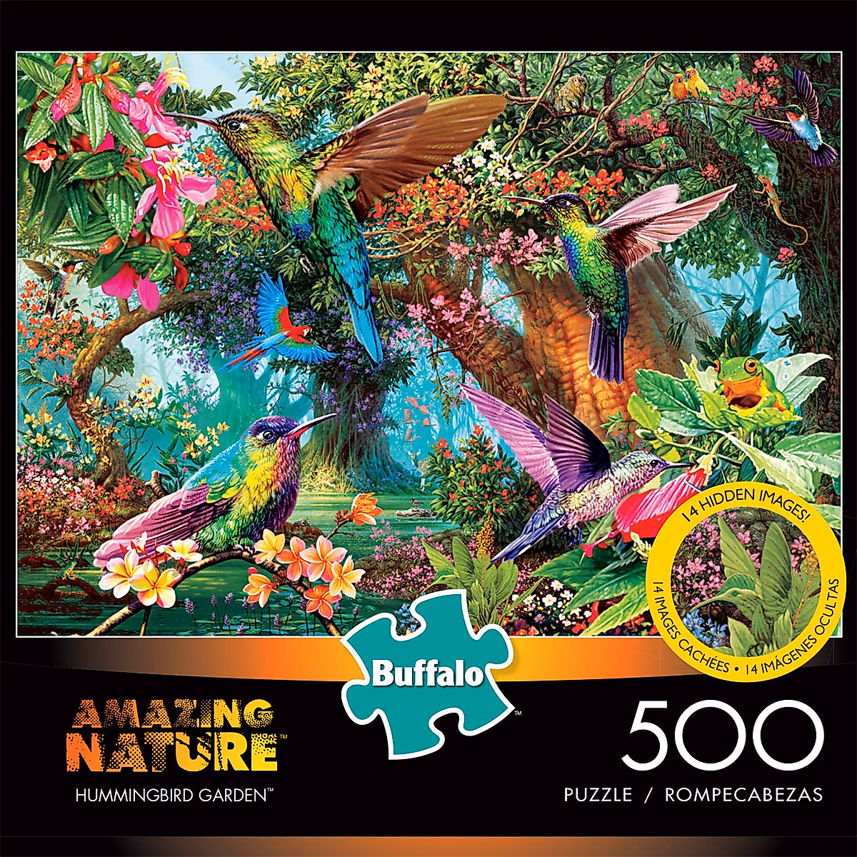 Buffalo Games - Hummingbird Garden - 500 Piece Jigsaw Puzzle with Hidden Images, Green