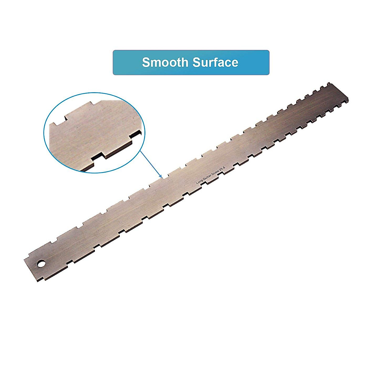 Notched Guitar Neck Straight Edge, Dual-scale Guitar Repair Tool for Scale Length 24.75in and 25.5in, Aluminium Guitar Fretboard Leveling Kit,Guitar Maintenance Tool for Luthiers, Bronze