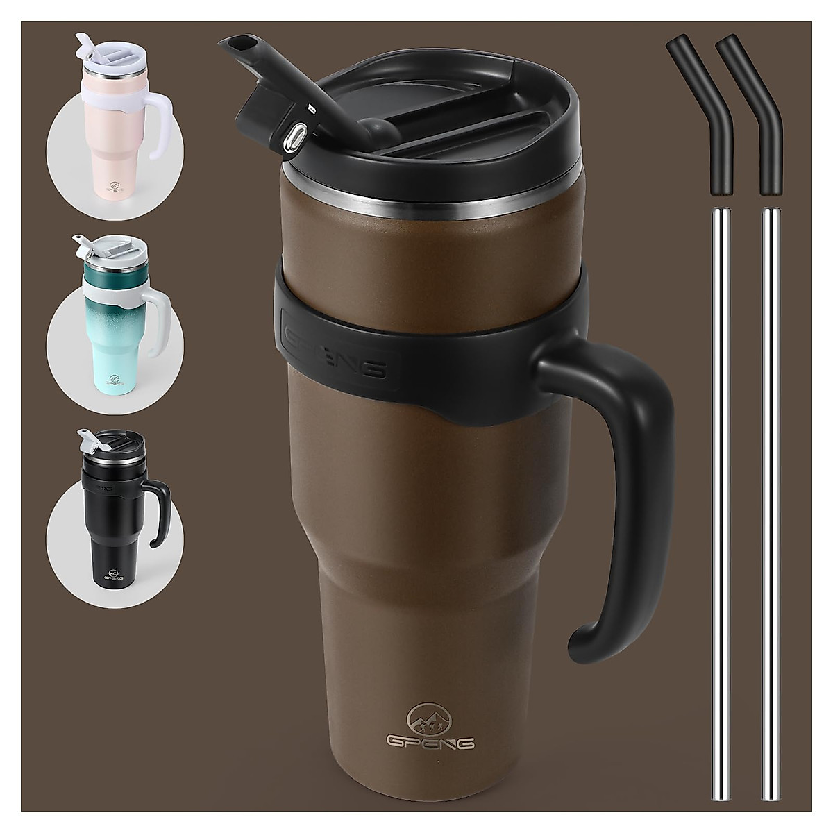 Gpeng 30 oz Stainless Steel Tumbler with Detachable Handle - Leakproof and Insulated Water Bottle, Versatile for Hot or Cold Drinks