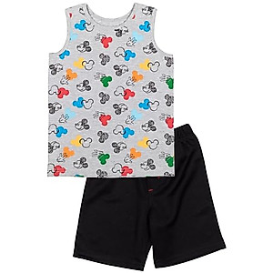 Disney Mickey Mouse Infant Baby Boys 4 Piece Tank Top T-Shirt Athletic Shorts Set 18 Months