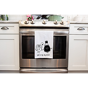 Handmade Funny Kitchen Towel - 100% Cotton Funny Hand Towel for Sushi Lovers - 28x28 Inch Perfect for Chef Housewarming Christmas Mother's Day Birthday Gift (You are My Soy Mate)