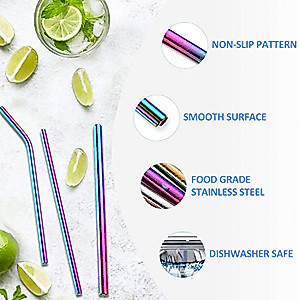 Reusable Metal Straw Boba Straws Extra Wide Stainless Steel Smoothie Straw Drinking Straws with Cleaning Brush & Pouch Magic
